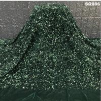 China nigerian full sequins french tulle lace fabric embroidery new velvet lace for sale