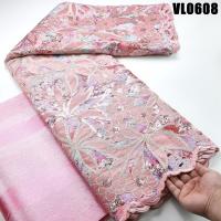 China Wholesale price 2023 african velvet lace fabric with sequins french lace for wedding dress Austria lady fabric Ghana lace for sale