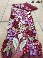China Good quality 3D flowers lace with sequins african lace fabric embroidery fabric for bridal wedding dress french net lace for sale