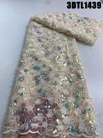 China Dubai 3d embroidery lace heavy beaded luxury 3D lace fabric for sale
