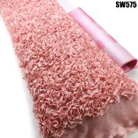 China 3d Flower Lace Fabric Mesh on Mesh Fabric New Ribbon Embroidery Chiffon Design Comfortable Tulle OEM Service Print 100% Cotton for sale