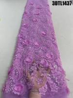 China Supoo Dubai Feather 3D Lace Fabric Exquisite Austrian Beaded Lace for Wedding Dress for sale