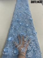 China Supoo Dubai Feather 3D Lace Fabric Luxury French Evening Dress Sequence Beaded Austria Lace for wedding party dress for sale