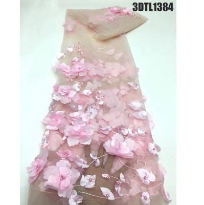 China Polyester / Cotton 3d Flower Lace Applique Embroidered for Wedding 2023 Width 0'' to 7/8 for sale