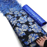 China Latest Design Brocade Jacquard Lace Fabric With Feather  Nigeria Lace Fabric For Party Dress for sale