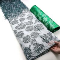 China Latest Design Brocade Jacquard Lace Fabric With Feather  Nigeria Lace Fabric For Party Dress for sale