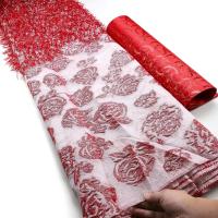 China Latest Design Brocade Jacquard Lace Fabric With Feather  Nigeria Lace Fabric For Party Dress for sale