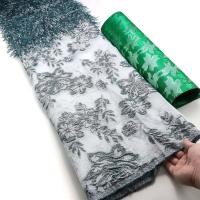 China Latest Design Brocade Jacquard Lace Fabric With Feather  Nigeria Lace Fabric For Party Dress for sale