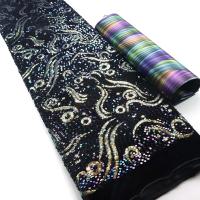 China African Velvet Lace Fabric French Lace with Sequin Embroidery Fabric for Party Dress for sale