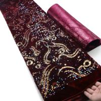 China African Velvet Lace Fabric French Lace with Sequin Embroidery Fabric for Party Dress for sale