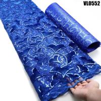 China African Red Net Laces With Glitter Sequins Velvet Embroidery Fabric for Nigeria Party dress for sale