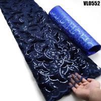 China African Red Net Laces With Glitter Sequins Velvet Embroidery Fabric for Nigeria Party dress for sale