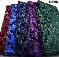 China African Red Net Laces With Glitter Sequins Velvet Embroidery Fabric for Nigeria Party dress for sale