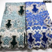 China 3D Flower Decoration Embroidery Guipure Mix Tulle Velvet Fabric for Dress from Africa for sale