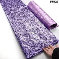 China African Embroidered  Lace Fabrics with Sequins Fabric Nigerian for Women Wedding for sale