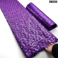 China African Embroidered  Lace Fabrics with Sequins Fabric Nigerian for Women Wedding for sale
