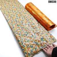 China African Embroidered  Lace Fabrics with Sequins Fabric Nigerian for Women Wedding for sale