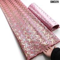 China 51 inchs Width African Luxury French Tulle Sequin Lace Fabric 100% Cotton for sale