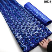 China 51 inchs Width African Luxury French Tulle Sequin Lace Fabric 100% Cotton for sale