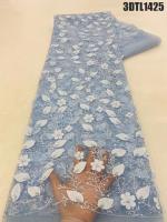 China 3D Flower 100% Polyester French Lace Mesh 3D flowers lace for bridal wedding dress white lace for party tulle lace for sale