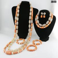 China Orange Coral Beads Crown Dubai Necklace Jewelry Beads Indian Bridal Orange Jewellery Set for sale