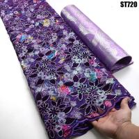 China Embroidered French Tulle Lace and Rhinestone Decoration for Luxury Velvet Fabric for sale