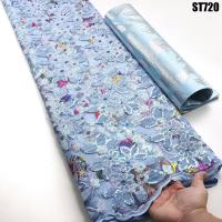 China Embroidered French Tulle Lace and Rhinestone Decoration for Luxury Velvet Fabric for sale