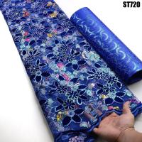 China Embroidered French Tulle Lace and Rhinestone Decoration for Luxury Velvet Fabric for sale