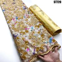 China Embroidered French Tulle Lace and Rhinestone Decoration for Luxury Velvet Fabric for sale