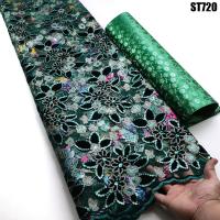 China Embroidered French Tulle Lace and Rhinestone Decoration for Luxury Velvet Fabric for sale