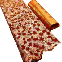 China African  Sequins Lace Fabric Africanc French Net Lace with Sequence Nigerian Mesh Velvet Lace for Women Sewing for sale