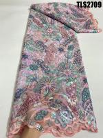 China African 2023 Senegal Embroidery French Lace Fabric with 3D Flowers and Wax Sequins for sale