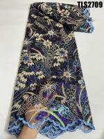 China African 2023 Senegal Embroidery French Lace Fabric with 3D Flowers and Wax Sequins for sale