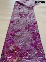 China Luxury Soft Lace Fabric With Sequins 2023 African Design For Senegal Embroidered Luxury Party Dresses Women Clothing for sale