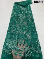 China Luxury African Sequins French Net Tulle Mesh Lace With Beads Embroidered Nigerian Wedding Lace Fabric 5 Yards for sale