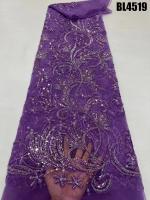 China Luxury African Sequins French Net Tulle Mesh Lace With Beads Embroidered Nigerian Wedding Lace Fabric 5 Yards for sale