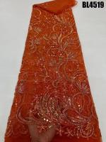 China Luxury African Sequins French Net Tulle Mesh Lace With Beads Embroidered Nigerian Wedding Lace Fabric 5 Yards for sale
