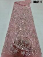 China Luxury African Sequins French Net Tulle Mesh Lace With Beads Embroidered Nigerian Wedding Lace Fabric 5 Yards for sale