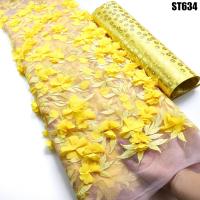 China Supoo African Lace Fabric Exquisitely Embroidered 3D Flowers French Lace for Wedding for sale
