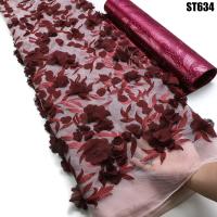 China Supoo African Lace Fabric Exquisitely Embroidered 3D Flowers French Lace for Wedding for sale