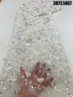 China Unique Style Supoo 3D Flowers Lace Embroidery Bridal Dress French Lace Fabric for Wedding/Party for sale
