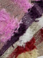 China Supoo 3D feathers lace embroidery french lace with sequins wedding bridal dress african lace fabric for sale