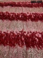 China Supoo 3D feathers lace embroidery french lace with sequins wedding bridal dress african lace fabric for sale