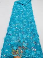 China Supoo 3D flowers lace embroidery french lace with sequins wedding bridal dress for sale