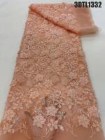 China Supoo plain color 3D Applique flowers lace embroidery with beads  Ghana lace fabric wedding dress for party for sale
