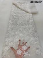 China Supoo plain color 3D Applique flowers lace embroidery with beads  Ghana lace fabric wedding dress for party for sale