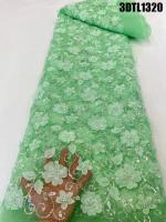 China Supoo 3D Applique flowers lace embroidery african lace fabric with sequins beaded lace for wedding/party for sale
