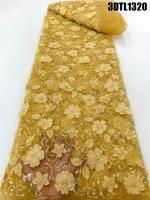 China Supoo 3D Applique flowers lace embroidery african lace fabric with sequins beaded lace for wedding/party for sale