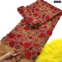 China tulle lace with 3d flowers/sequins lace for women dress /wedding party for sale