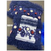 China Popular 3D Flowers Mesh French Lace Embroidered Applique for 90 Yards Customizable Color for sale